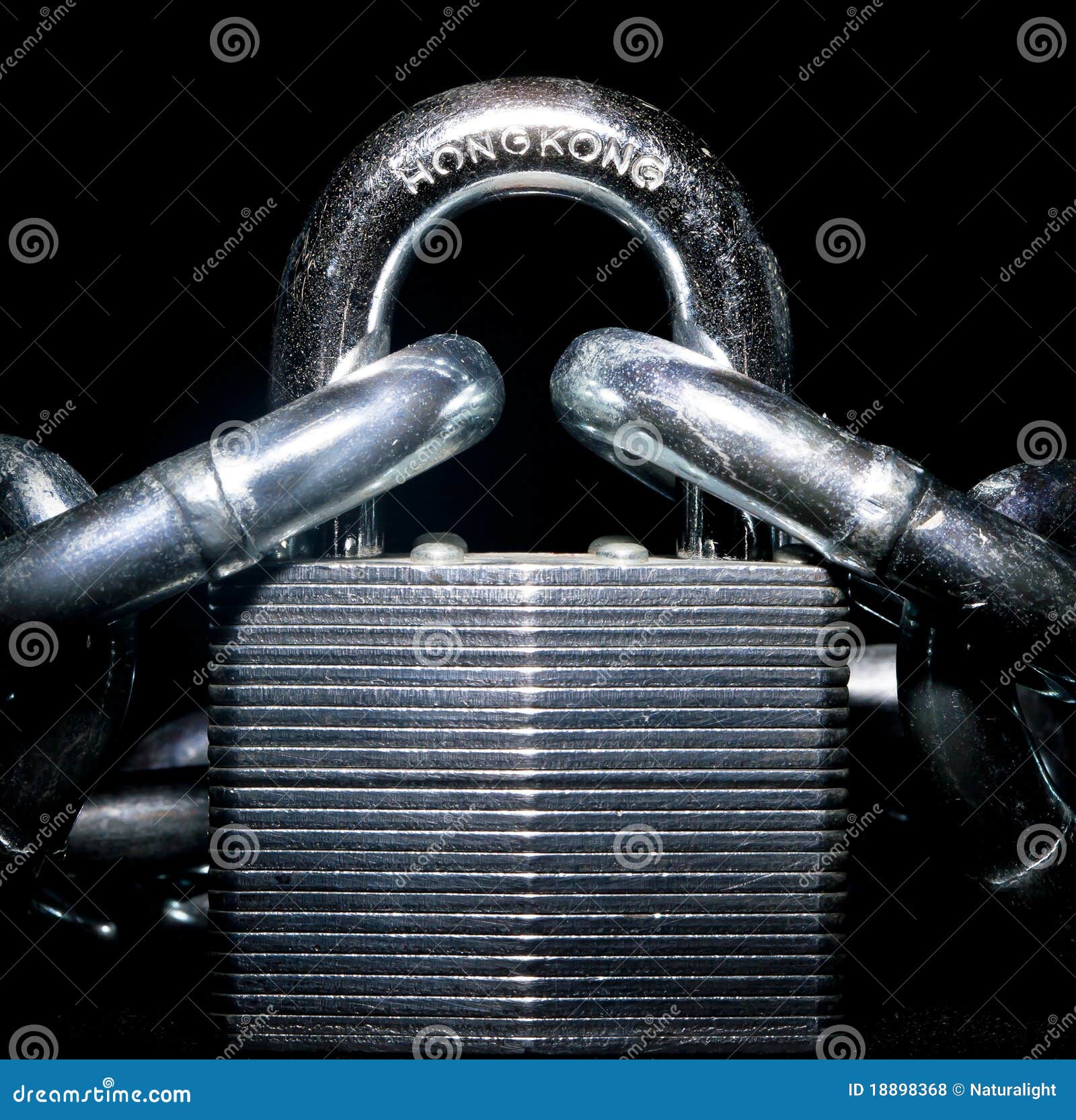 Locked Padlock with Two Chain Links Stock Photo - Image of protect ...