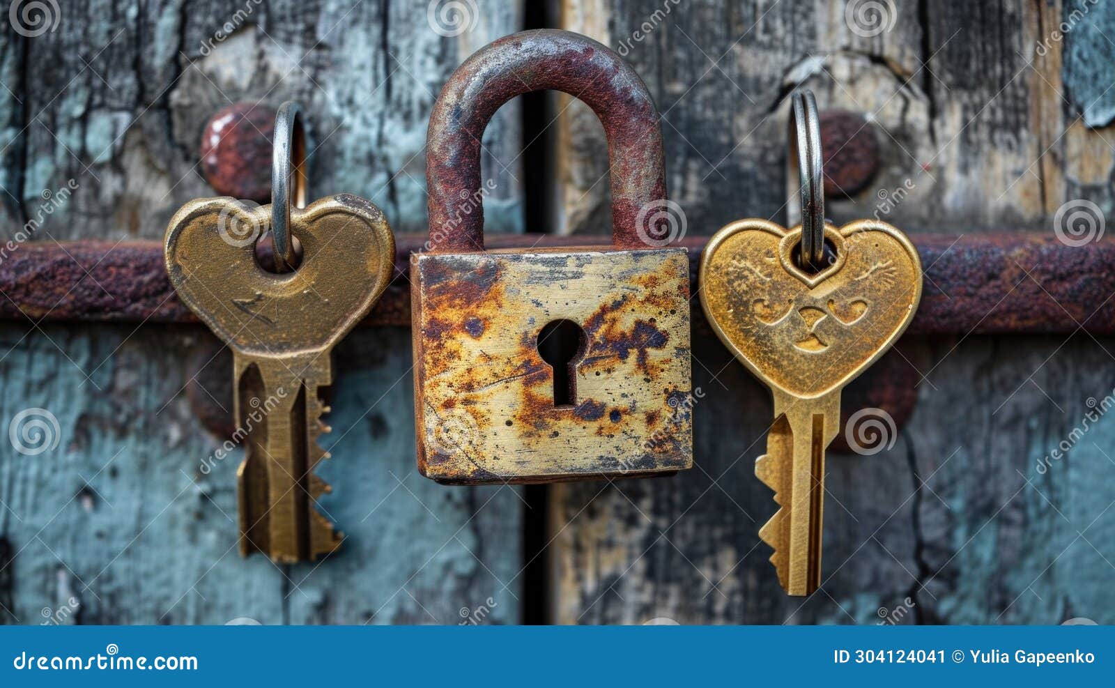 Locked Padlocks, Keys, and Symbolic Imagery Portraying Everlasting Love ...