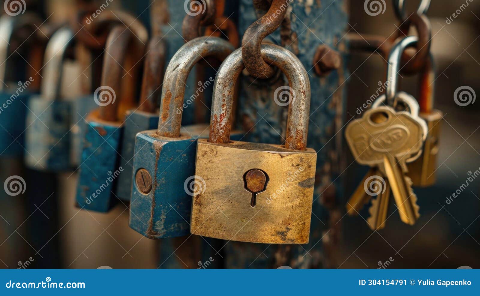 Locked Padlocks, Keys, and Symbolic Imagery Portraying Everlasting Love ...