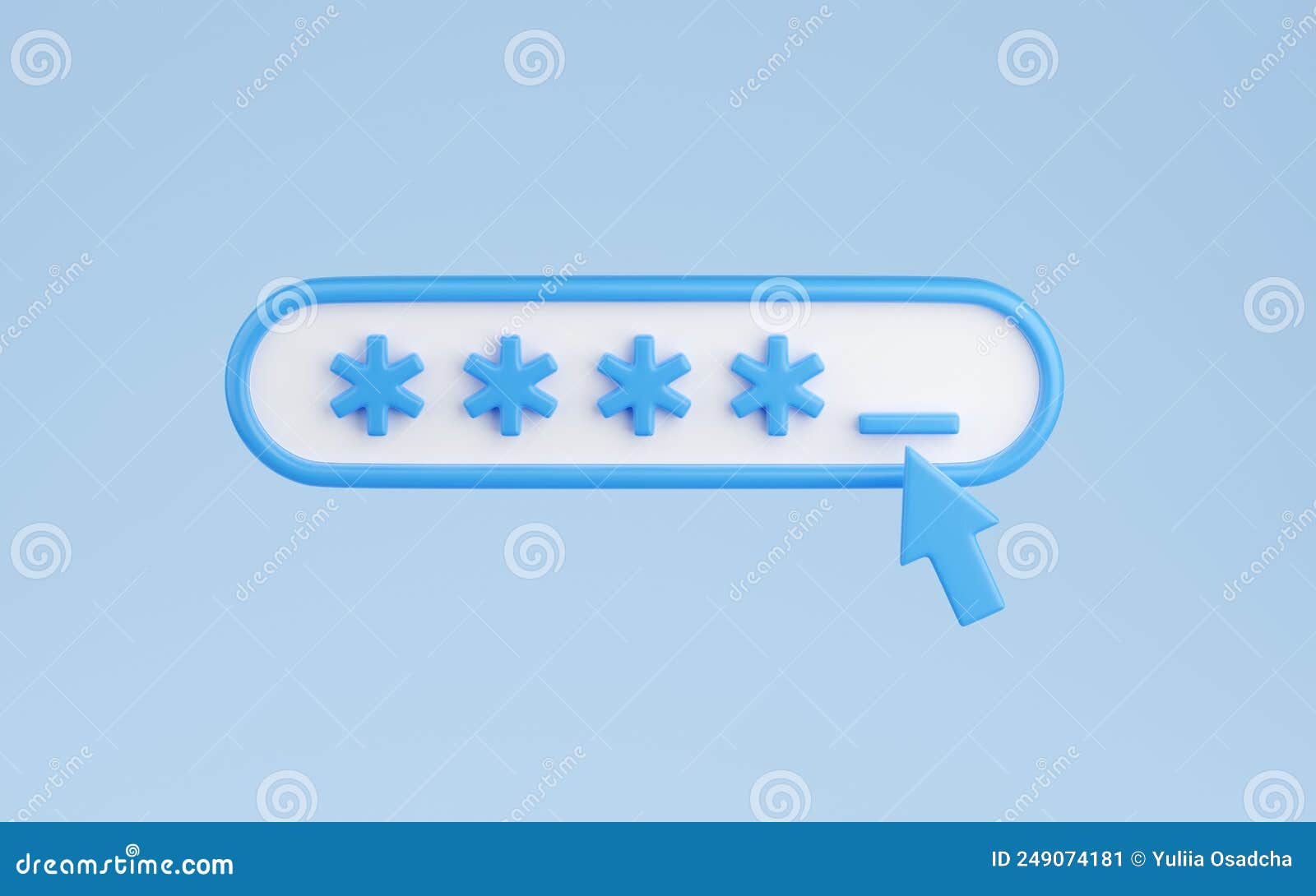 Locked Password Field With Cursor 3d Render Input Box With Asterisks For Passcode Or Pin Stock 5855