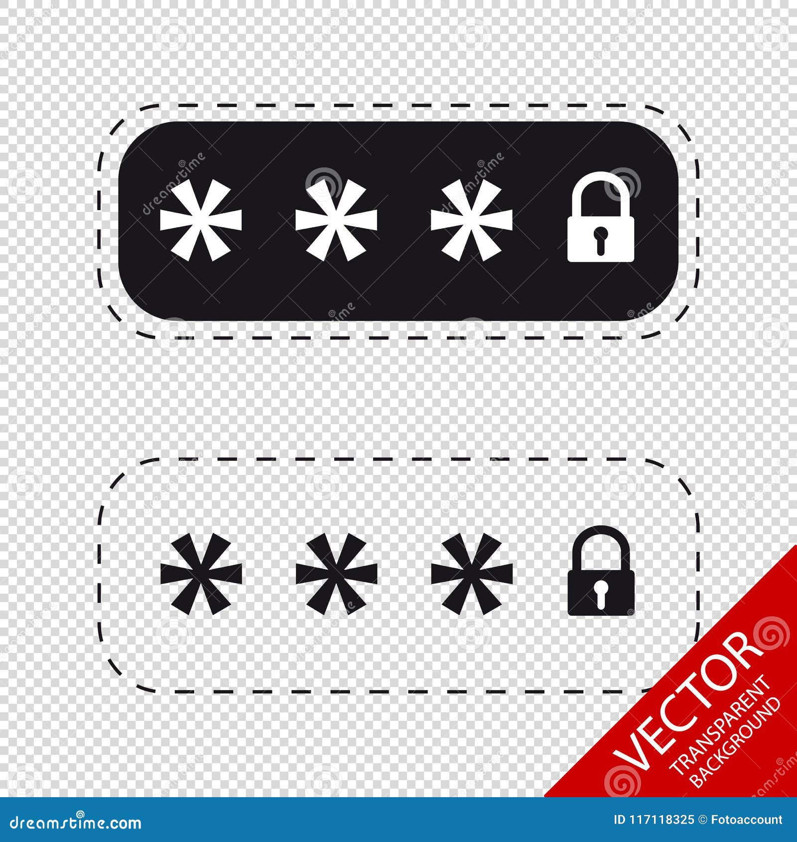 Locked Password Fields - Vector Icons - Isolated On Transparent ...