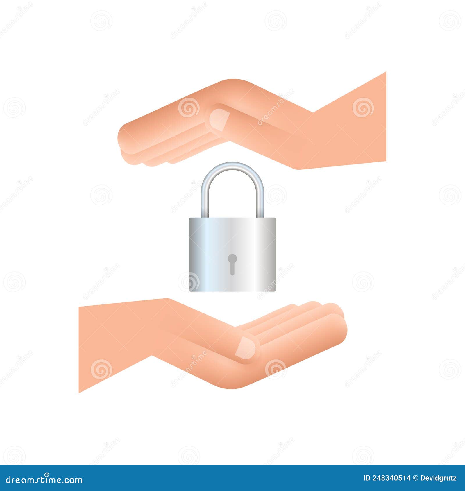 Locked Realistic Padlock in Hands. Security Concept. Metal Lock for ...