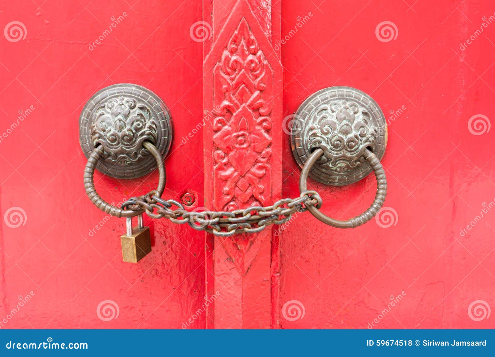 Locked red door stock photo. Image of lock, doors, outdoor - 59674518