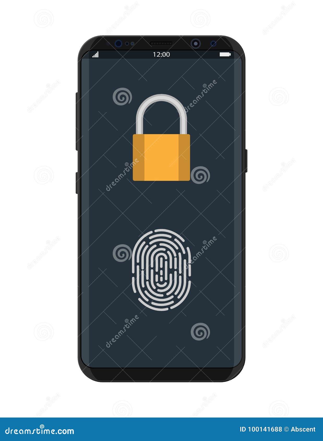 Locked Smartphone with Padlock and Fingerprint Stock Vector ... Locked Smartphone with Padlock and Fingerprint Stock Vector ...