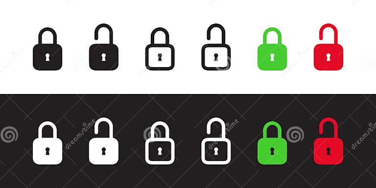 Locked and Unlocked Lock Icons. Padlock Icons Stock Illustration ...