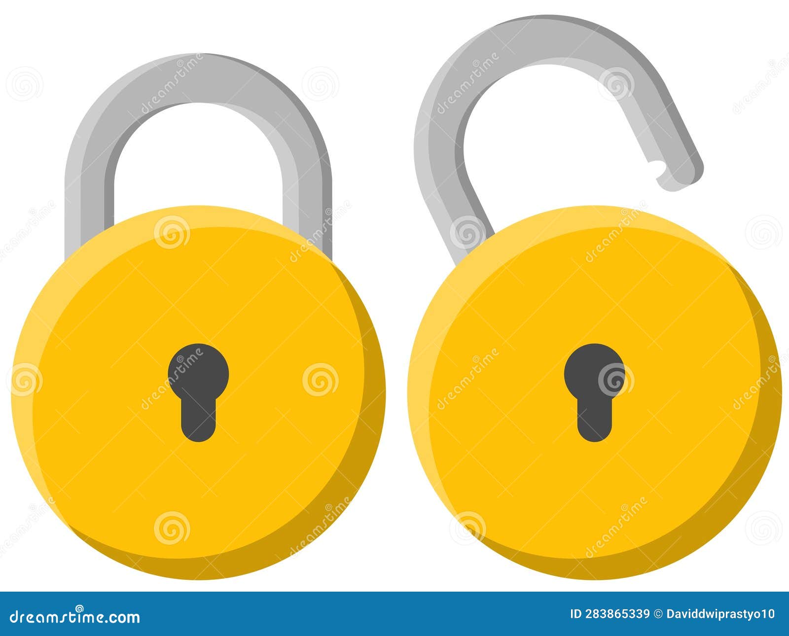 Locked and Unlocked Round Padlock Vector Stock Vector - Illustration of ...