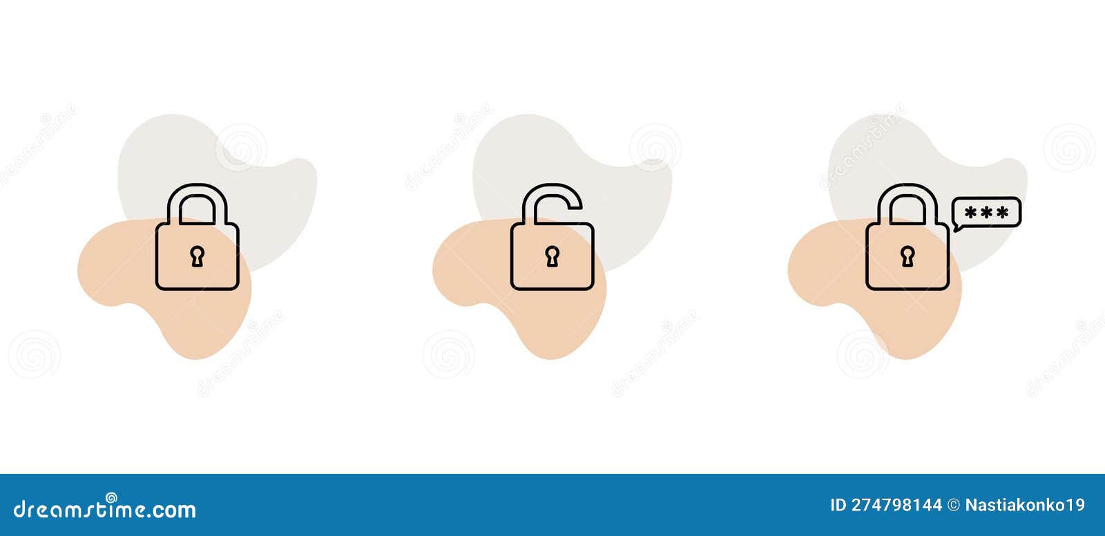 Locked, Unlocked and Security Password Lock Icons Symbol. Trendy and ...