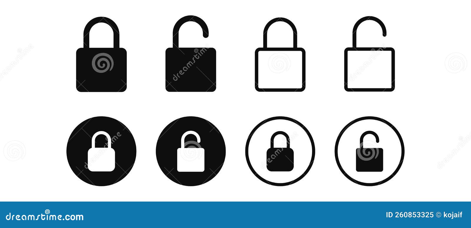 Locked and Unlocked Vector Icons Set. Collection Circle Symbol of Web ...