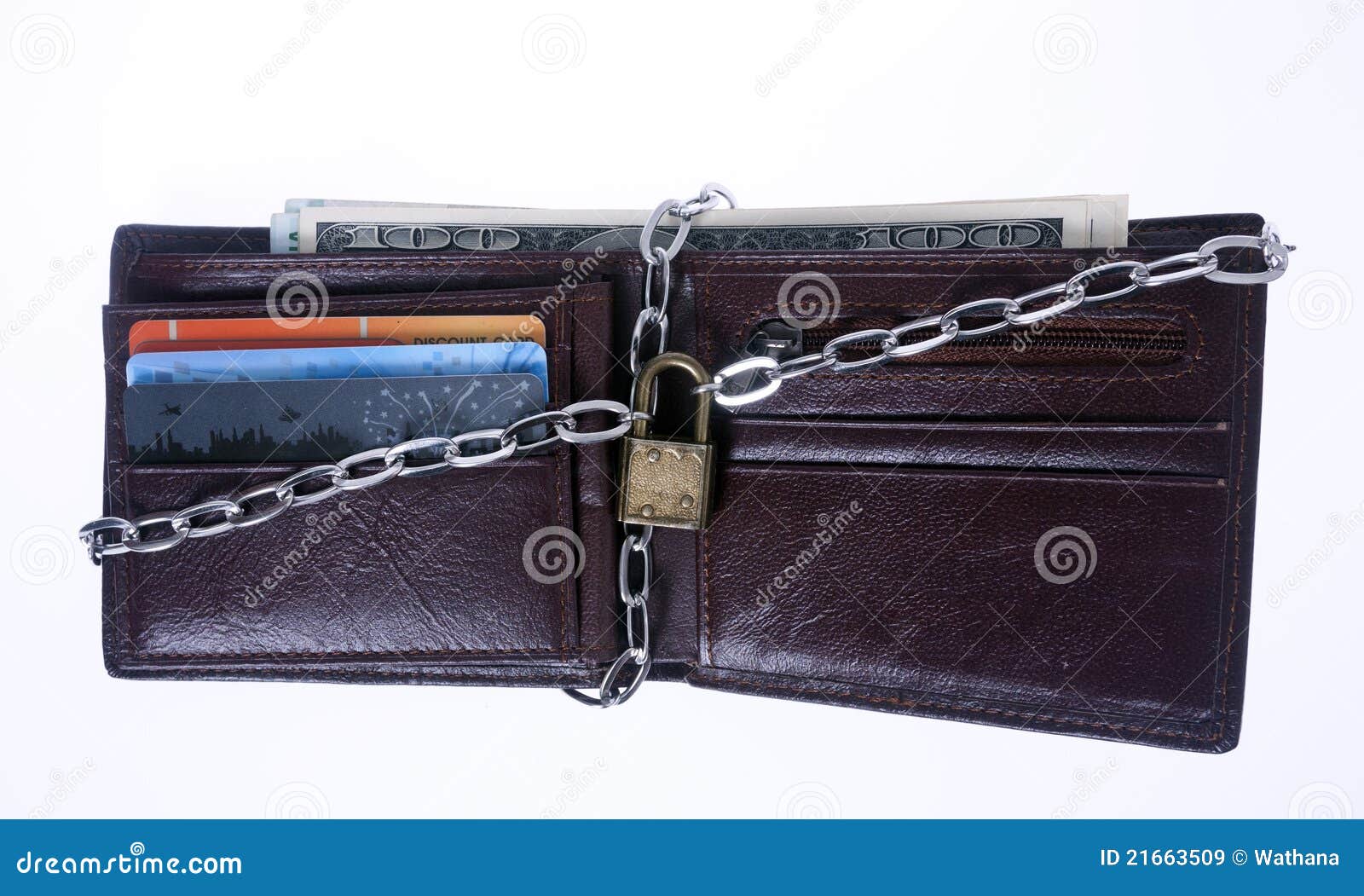 Locked Wallet in White Background Stock Image - Image of concept ...