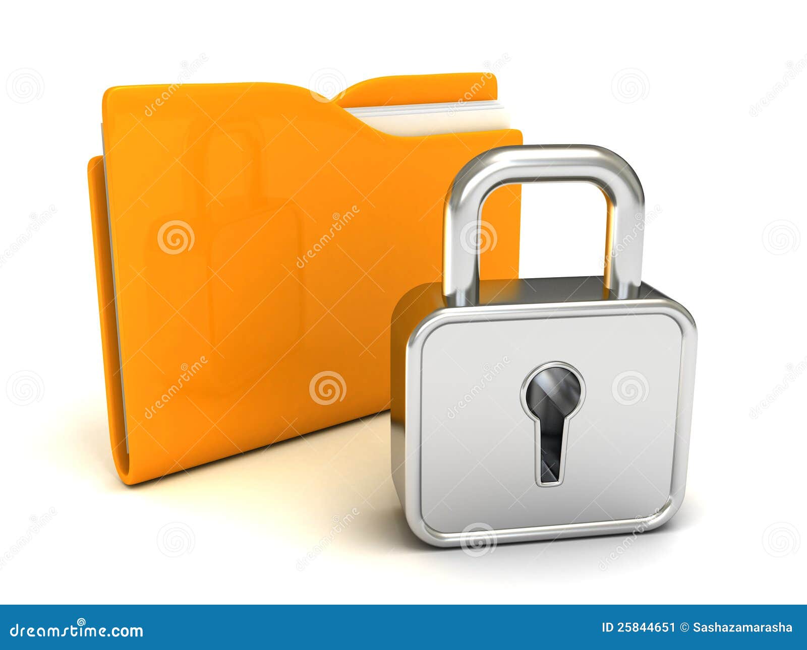 Locked Yellow Folder with Closed Padlock on White Stock Illustration ...