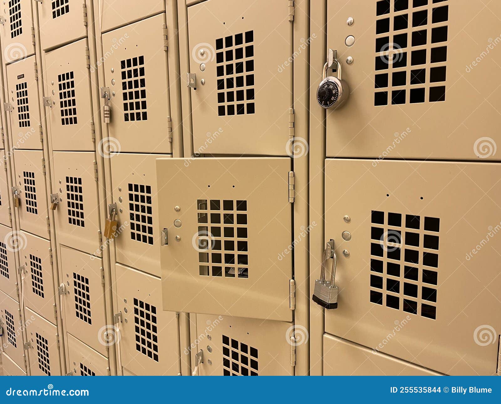 Locker Boxes with Locks on Doors Work Place Stock Photo - Image of ...