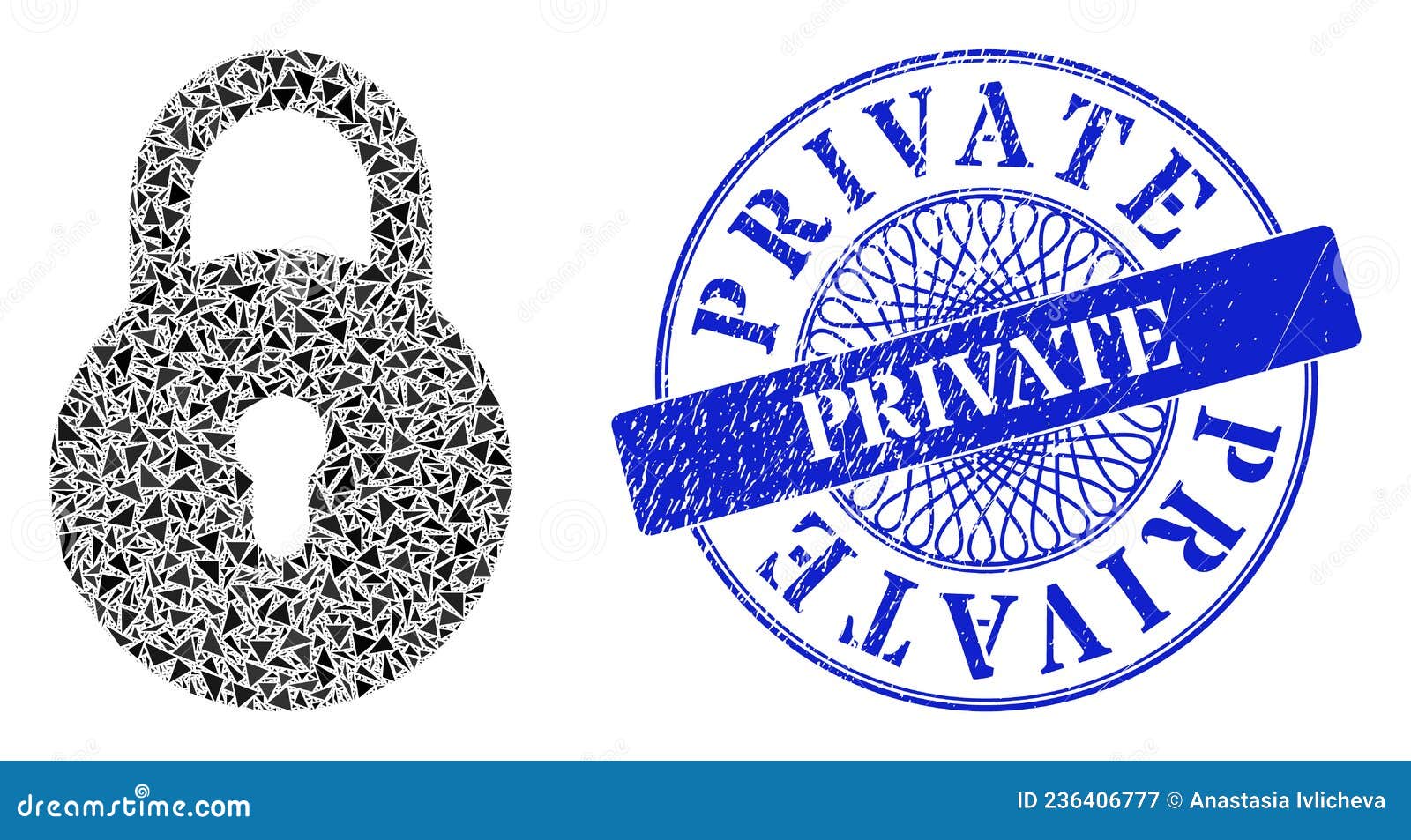 Grunge Private Seal and Triangle Locker Mosaic Stock Vector ...