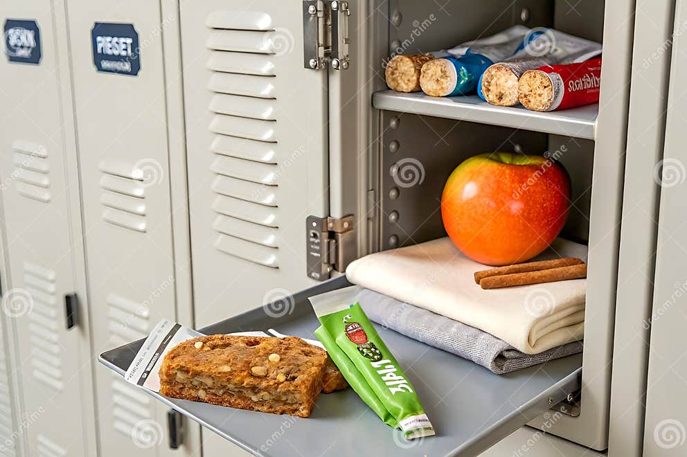 A Locker Containing a Protein Bar, Fruit, or Snack Pack. Generated ...