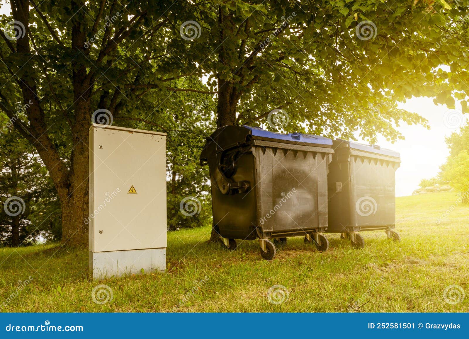 Locker of Electric System and Waste Containers in the Park Stock Image ...