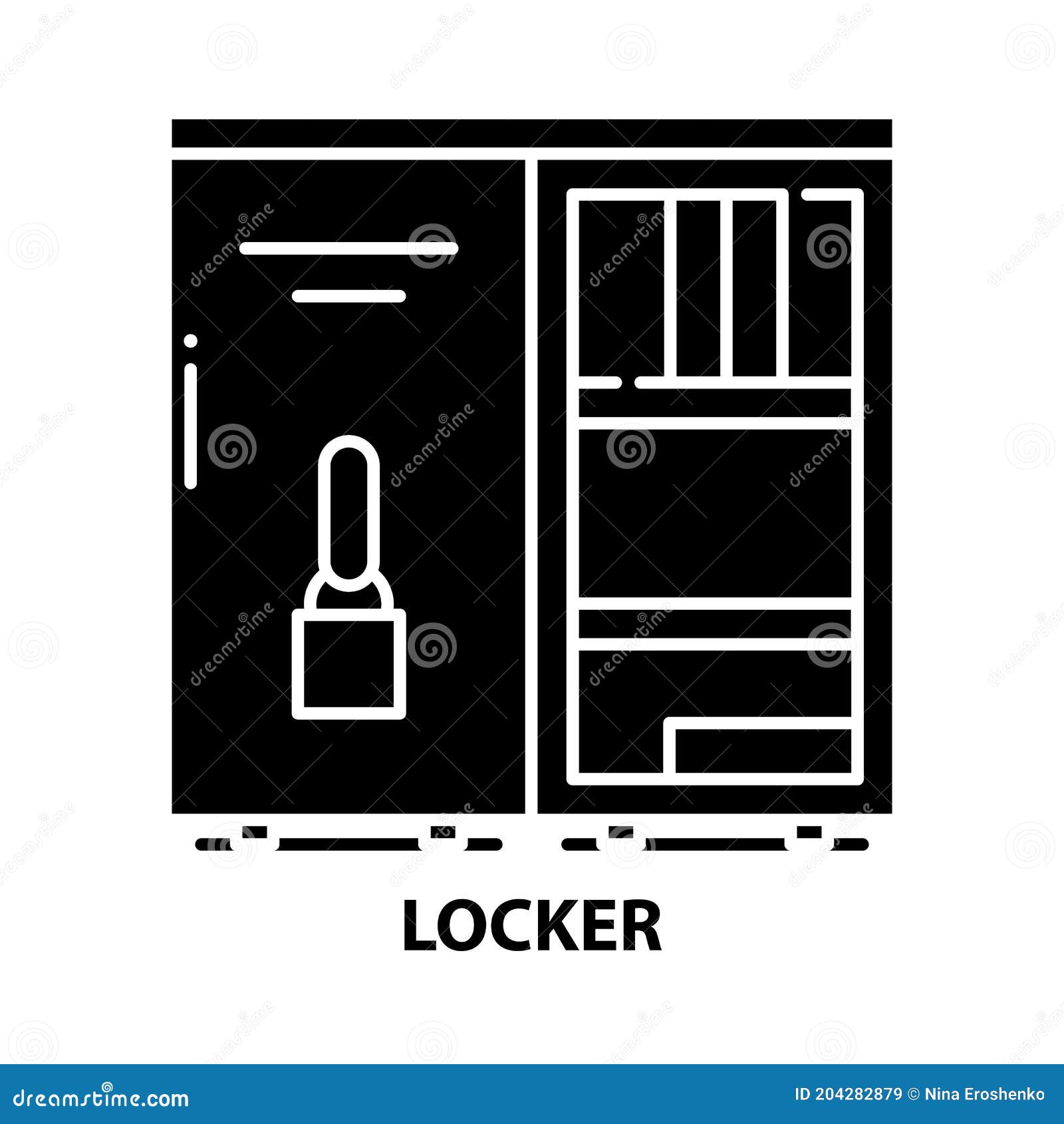 Locker Icon, Black Vector Sign with Editable Strokes, Concept ...