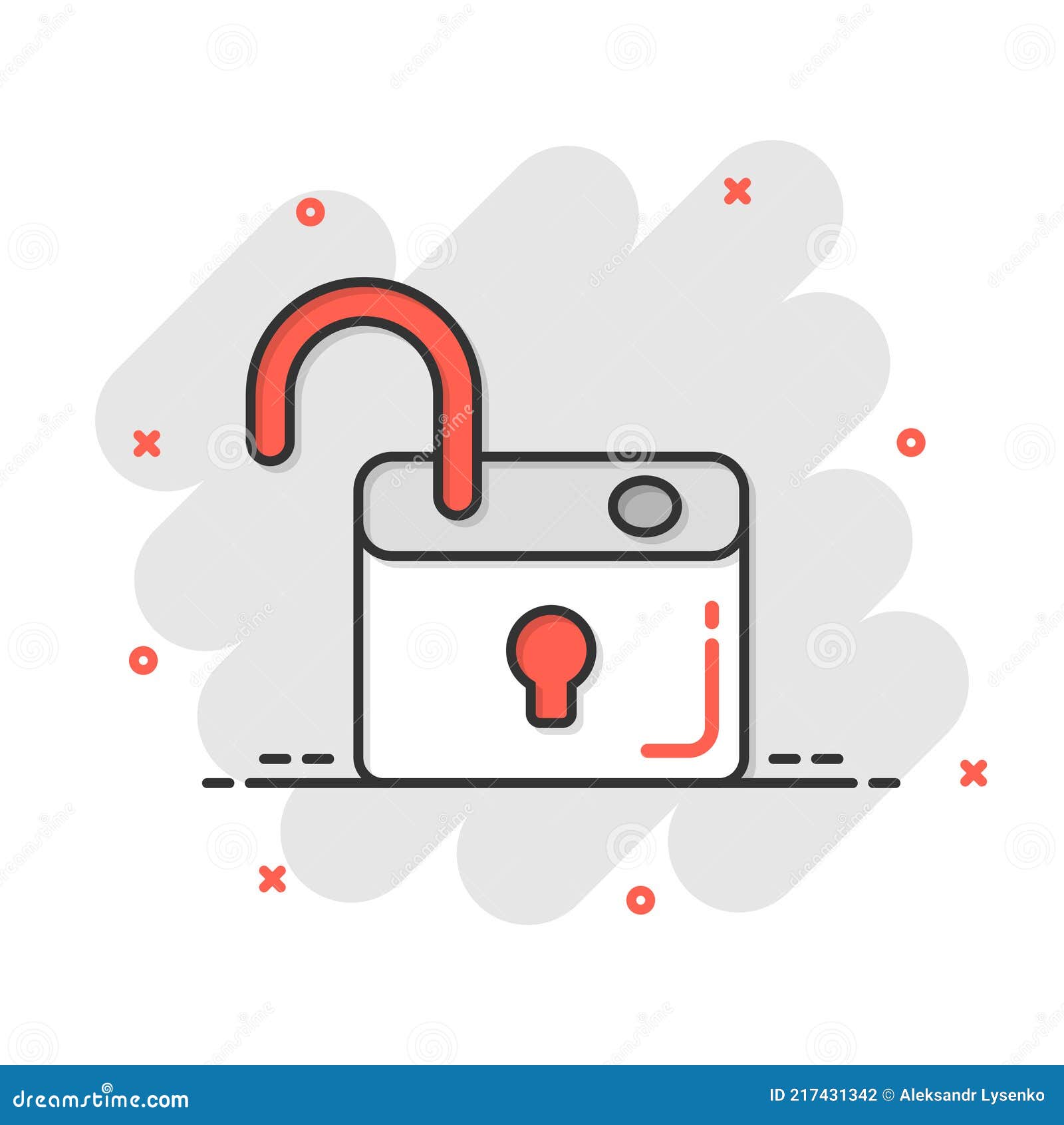 Locker Icon in Comic Style. Padlock Password Cartoon Vector ...