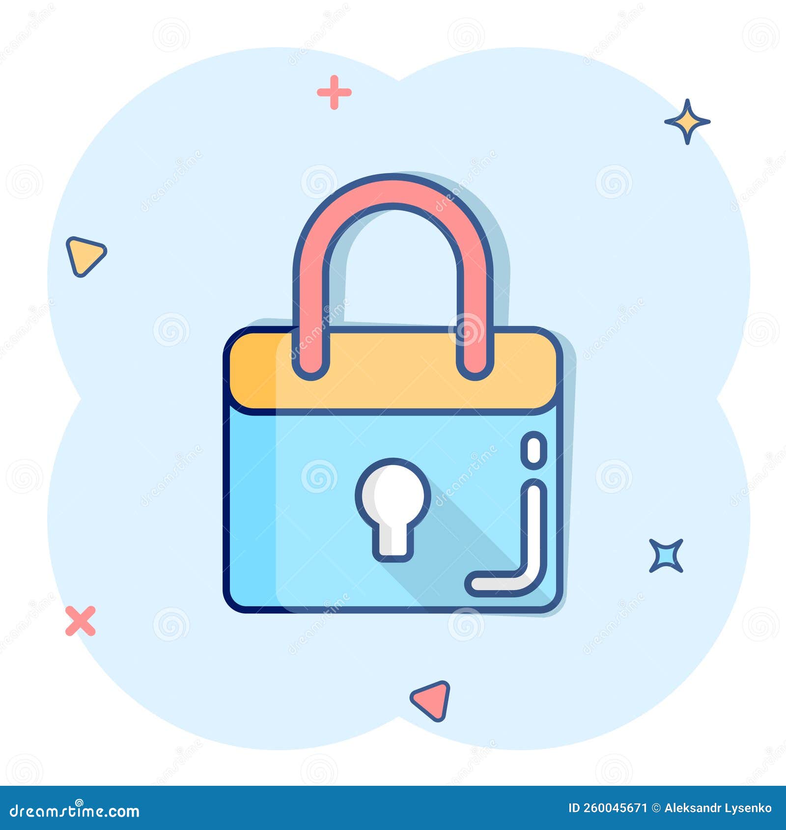 Locker Icon in Comic Style. Padlock Password Cartoon Vector ...