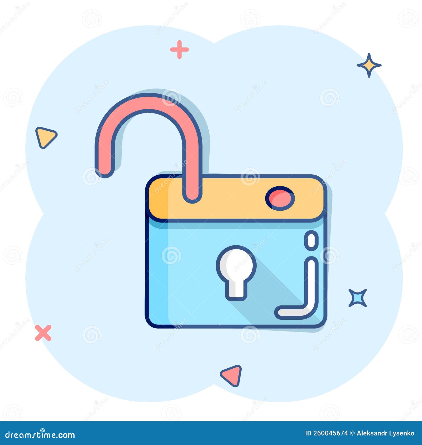 Locker Icon in Comic Style. Padlock Password Cartoon Vector ...