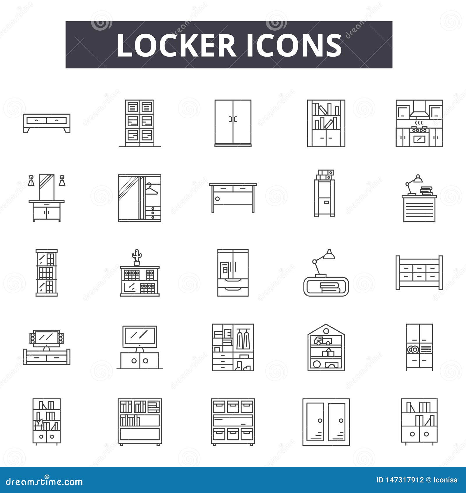 Locker Line Icons, Signs, Vector Set, Linear Concept, Outline ...