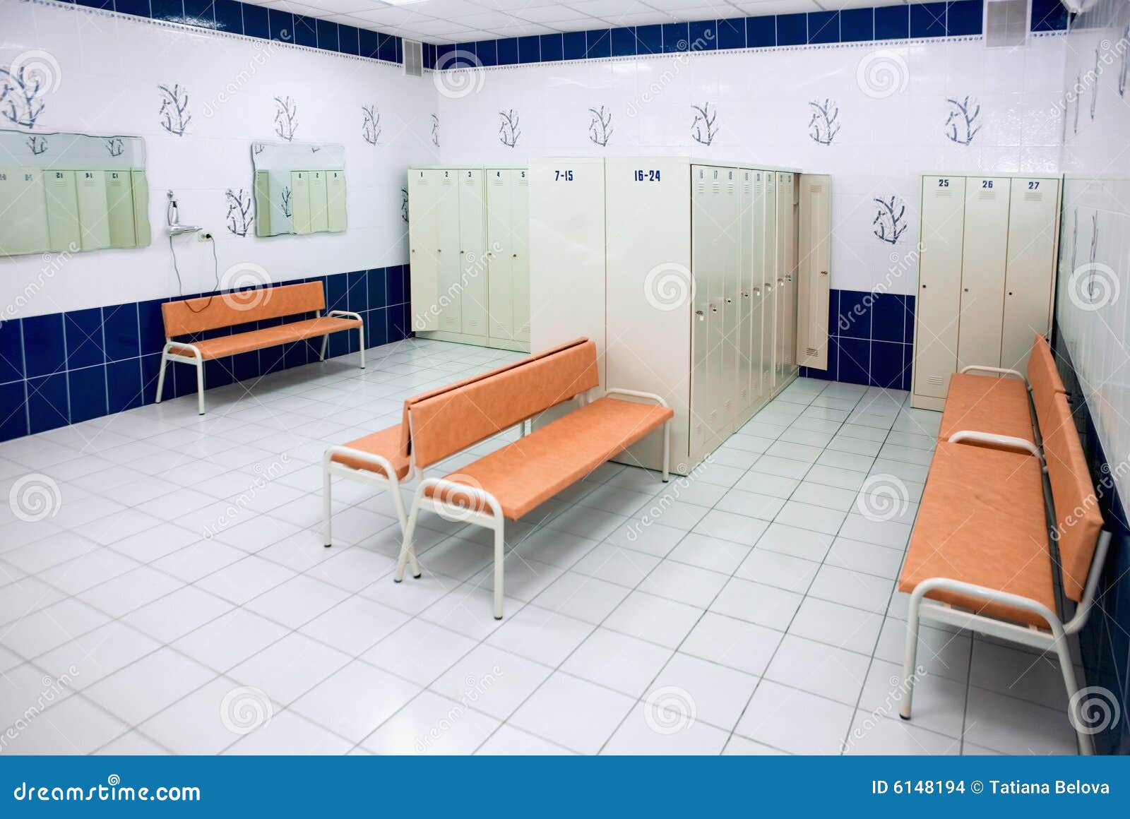Locker Room stock photo. Image of benches, gymnasium, clothing - 6148194