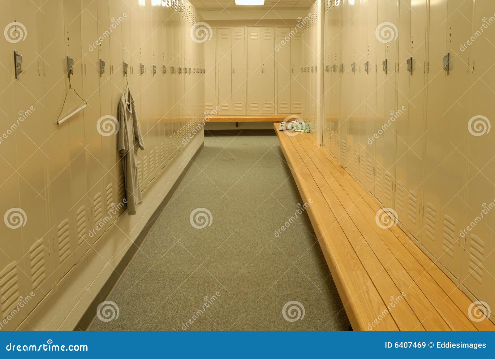 Locker Room stock image. Image of bench, carpet, wood - 6407469