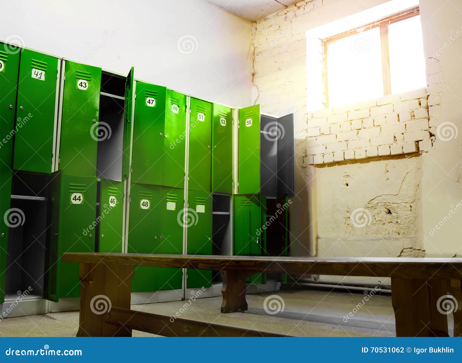 Locker Room at the Gym stock photo. Image of hallway - 70531062