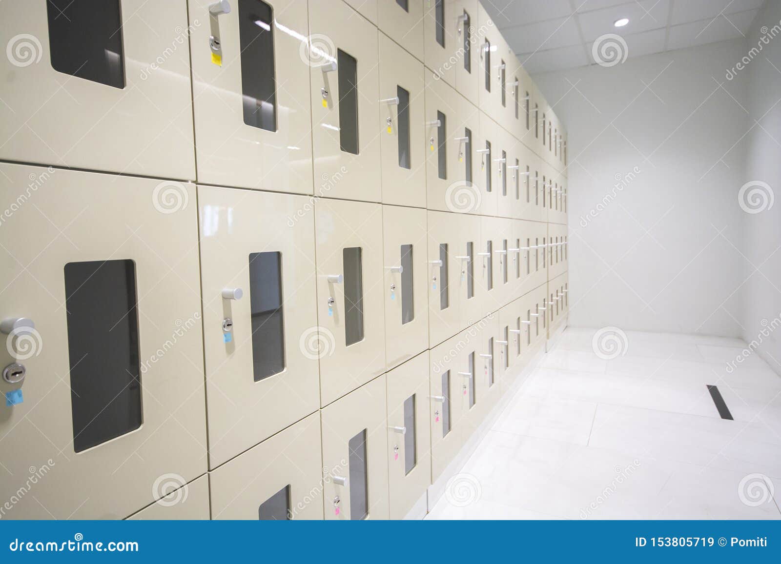 Locker Room with Soft Light Editorial Stock Image - Image of school ...