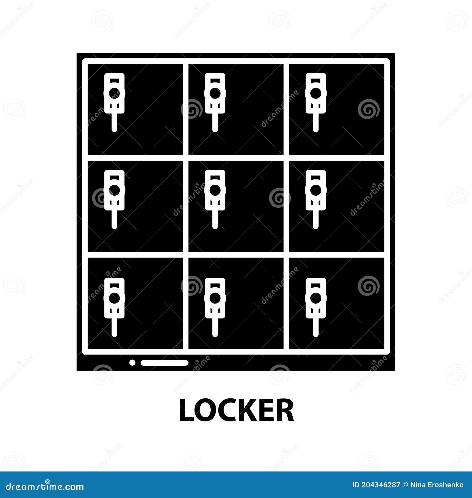 Locker Symbol Icon, Black Vector Sign with Editable Strokes, Concept ...