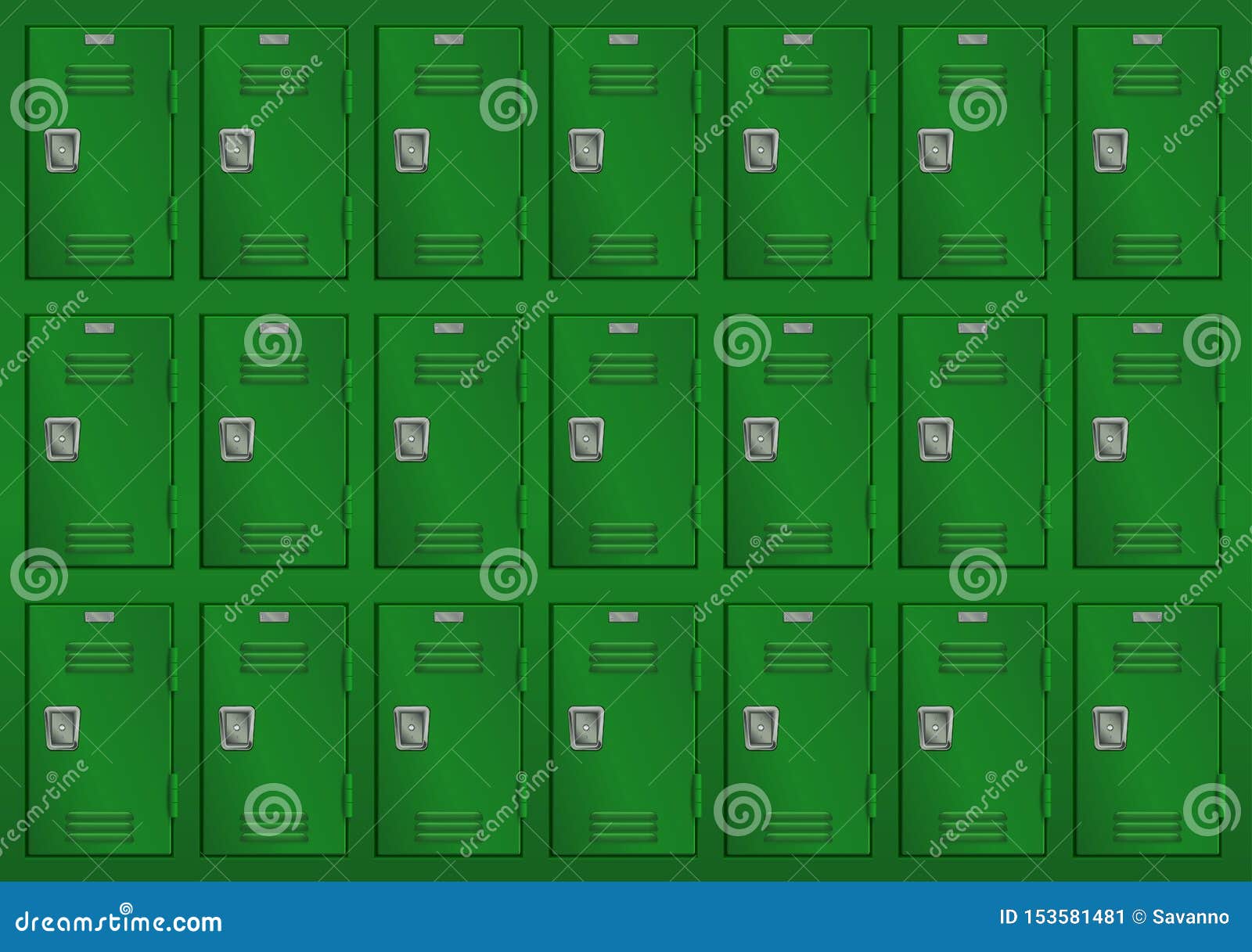 Lockers. Big Set of Green Lockers in Gym Stock Vector - Illustration of ...