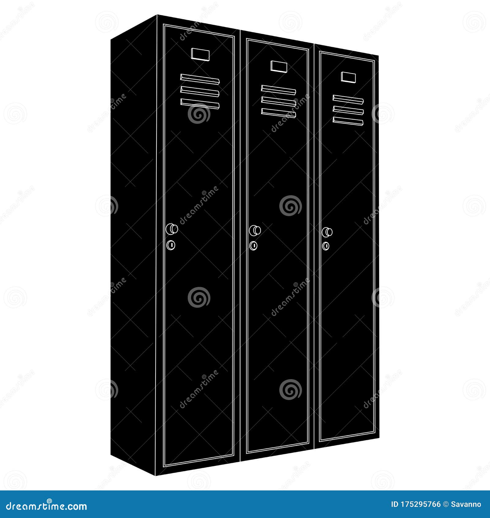 Lockers. Black Outline Drawing Cartoon Vector | CartoonDealer.com ...
