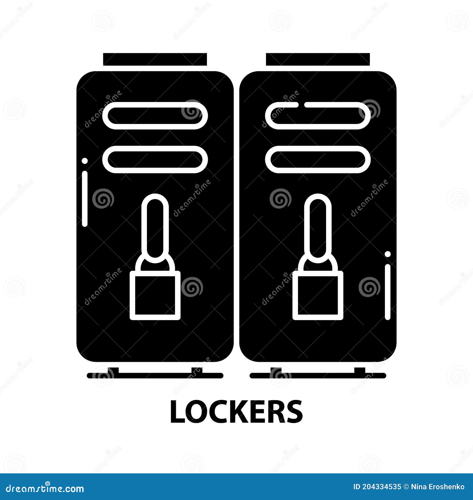 Lockers Icon, Black Vector Sign with Editable Strokes, Concept ...