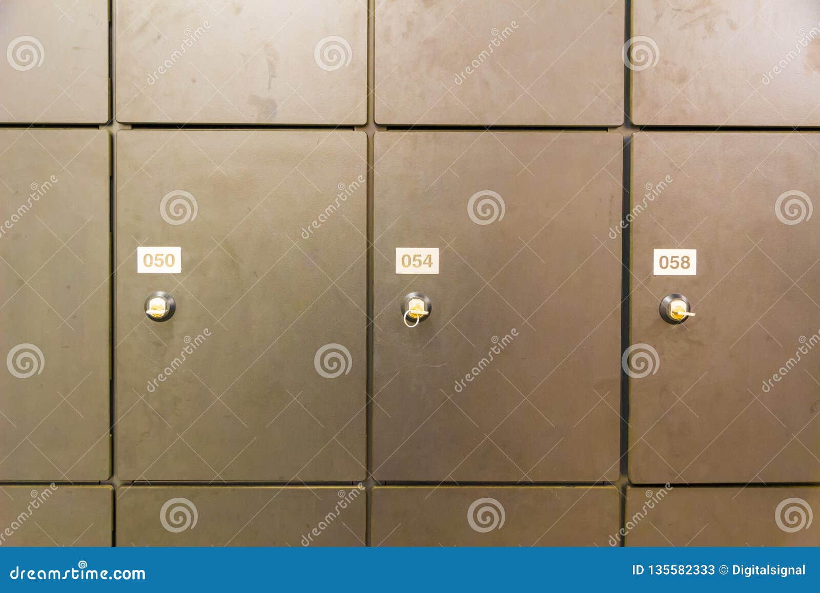 Lockers with Numbers and Keys in a Public Place Stock Image - Image of ...
