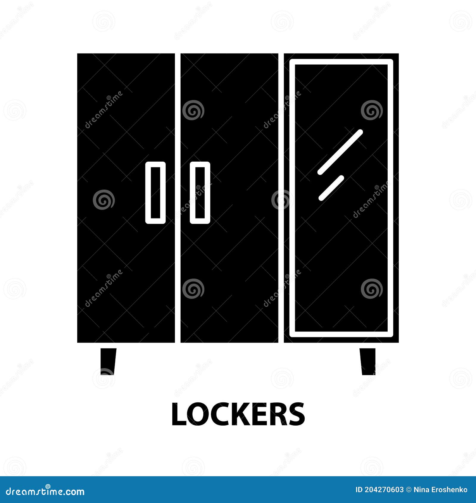 Lockers Symbol Icon, Black Vector Sign with Editable Strokes, Concept ...