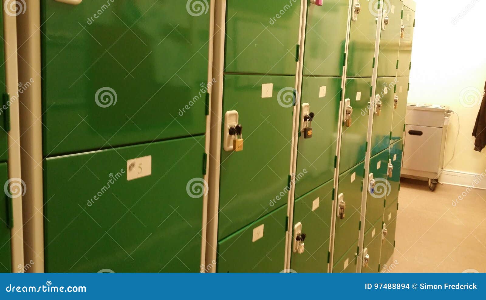Lockers in a workplace stock photo. Image of work, locks - 97488894