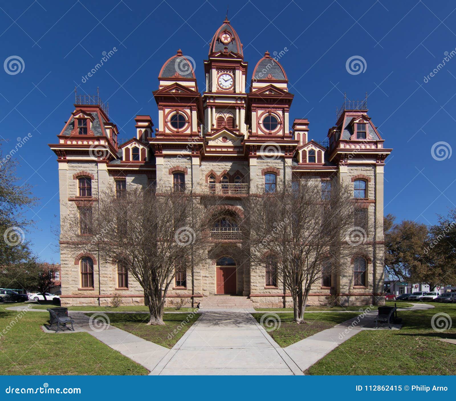 Triangular Sidewalk Surrounding the Courthouse in Lockhart Texas ...