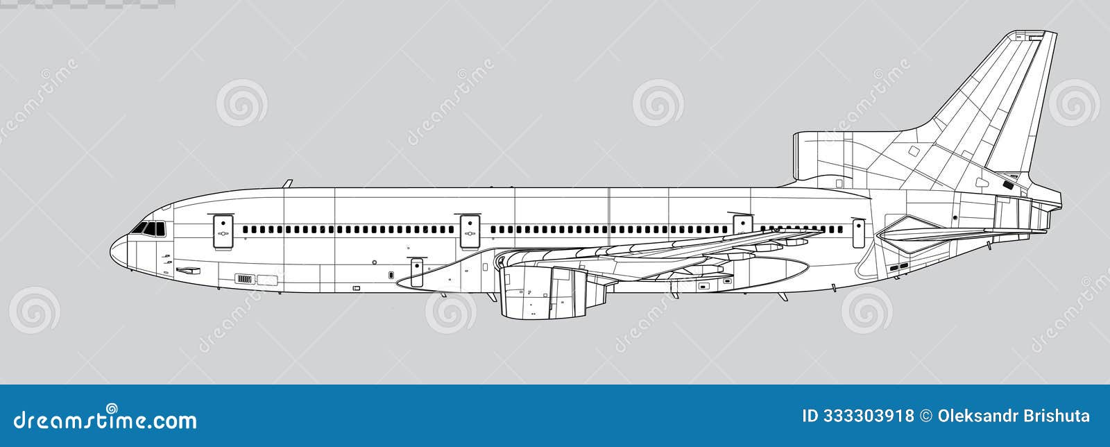 Lockheed L-1011-250 TriStar. Vector Drawing Of Long-range, Passenger ...