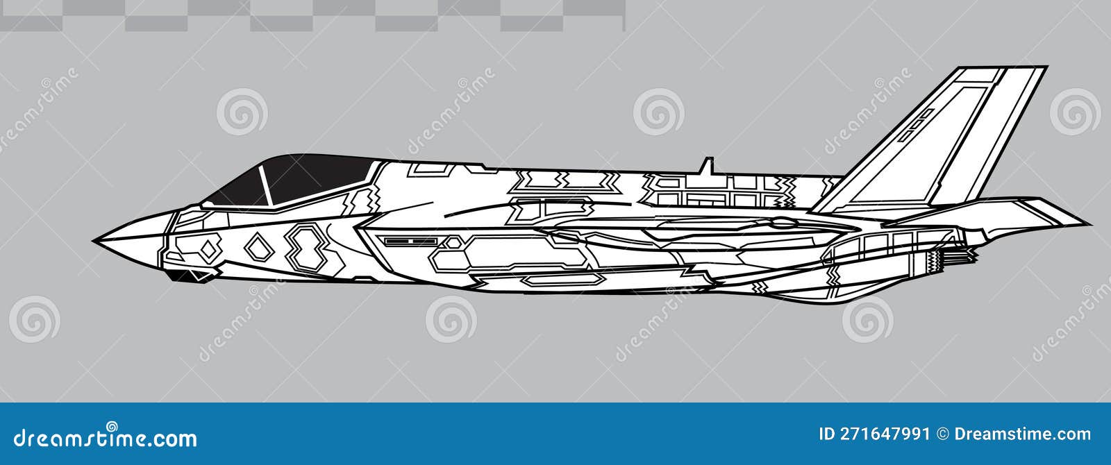 Lockheed Martin F-35A Lightning II. Vector Drawing Of Stealth Multirole ...