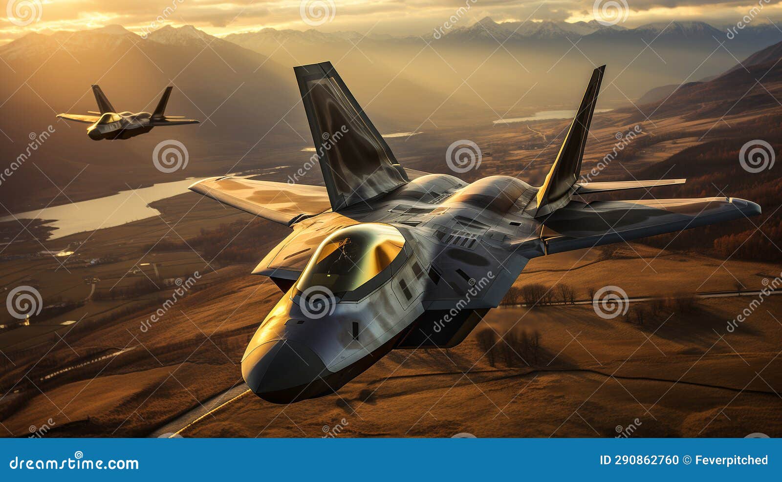 A Lockheed Martin F-35 Fighter Jet Squadron in Formation - Generative ...