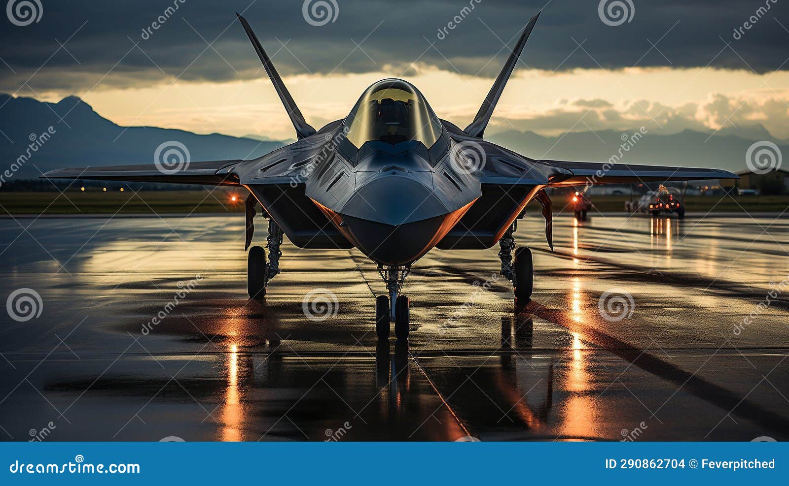 A Lockheed Martin F-35 Fighter Jet Waiting On The Runway - Generative ...