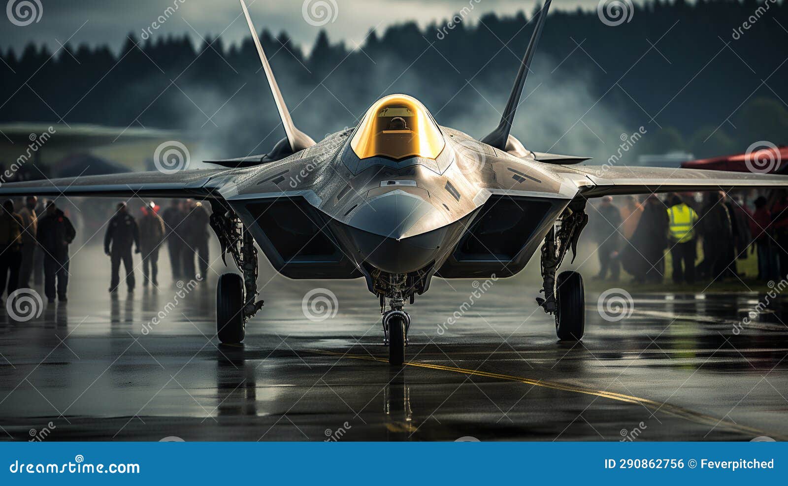 A Lockheed Martin F-35 Fighter Jet Waiting On The Runway - Generative ...