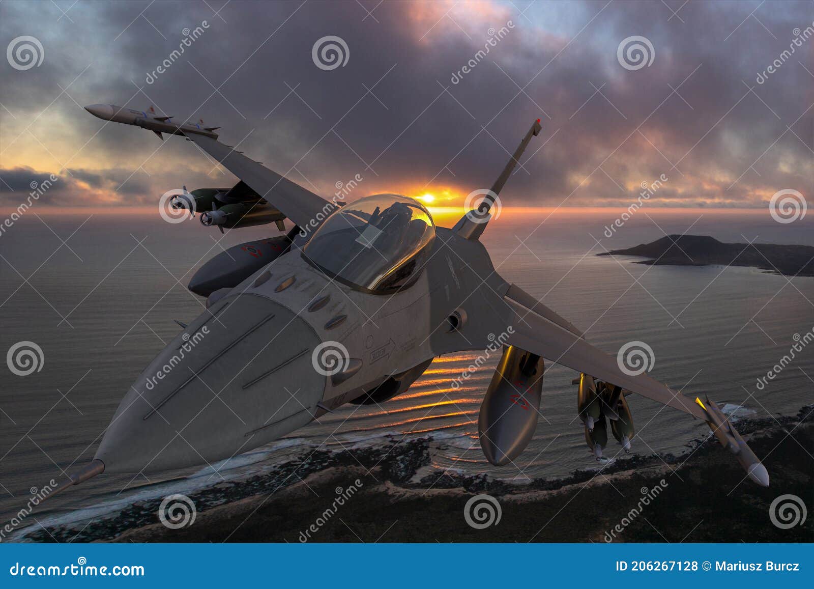 Lockheed Martin F-16 Flying by the Sea Editorial Stock Photo - Image of ...