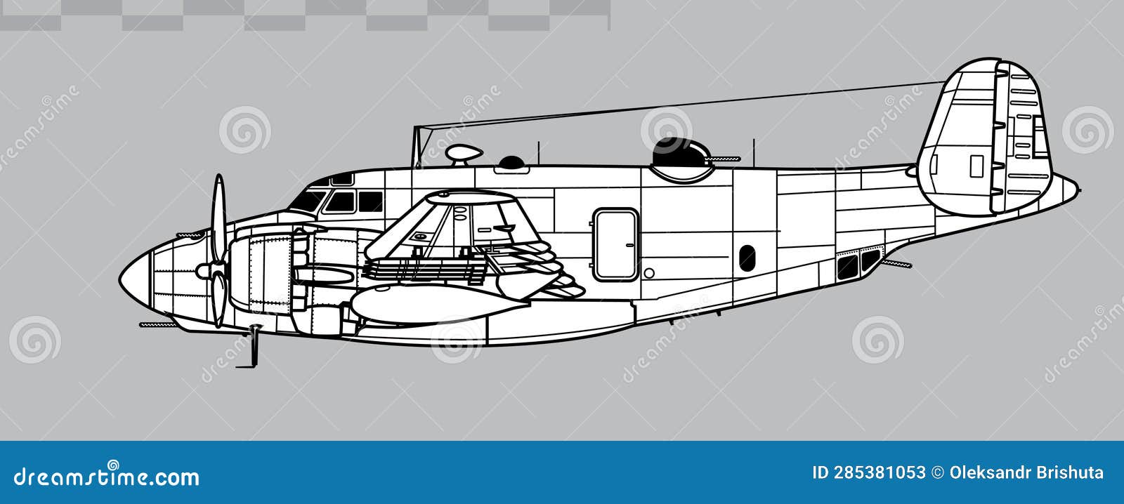 Lockheed PV-2 Harpoon. Vector Drawing of WW2 Patrol Bomber Stock Vector ...