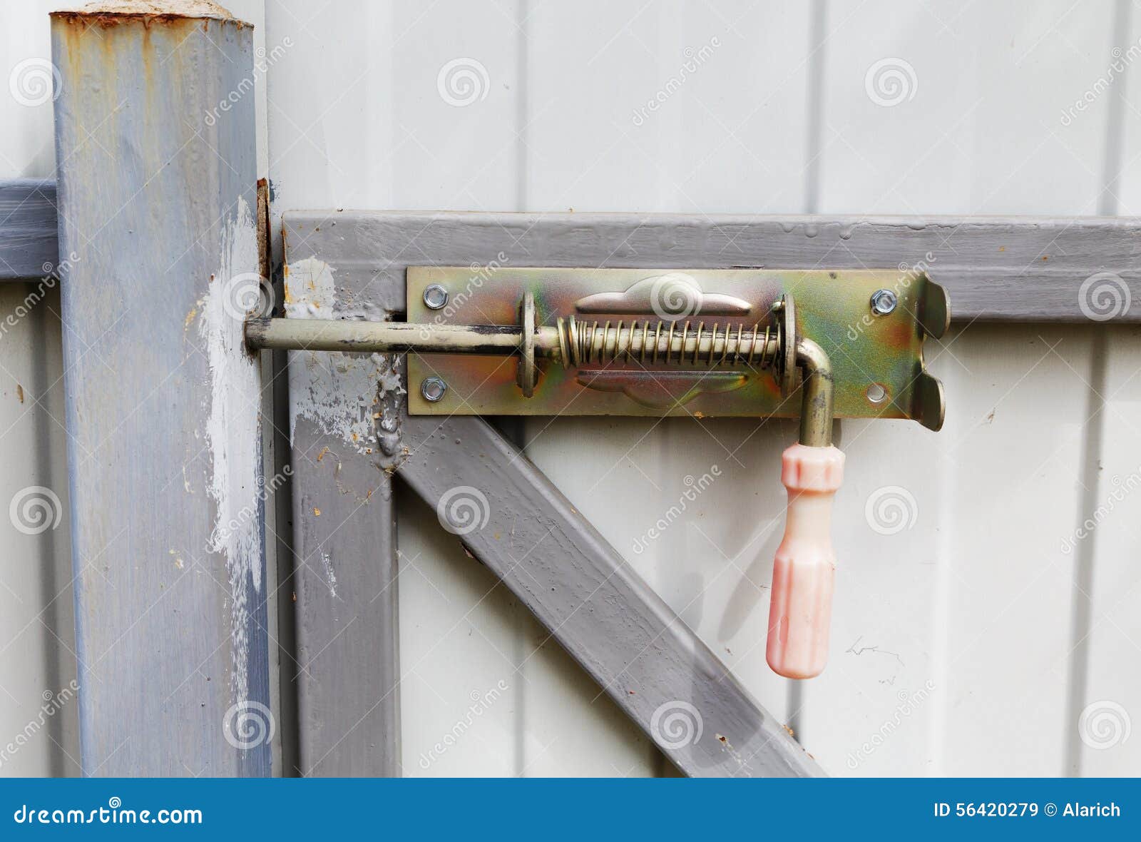 Locking bolt on an fence stock image. Image of locker - 56420279