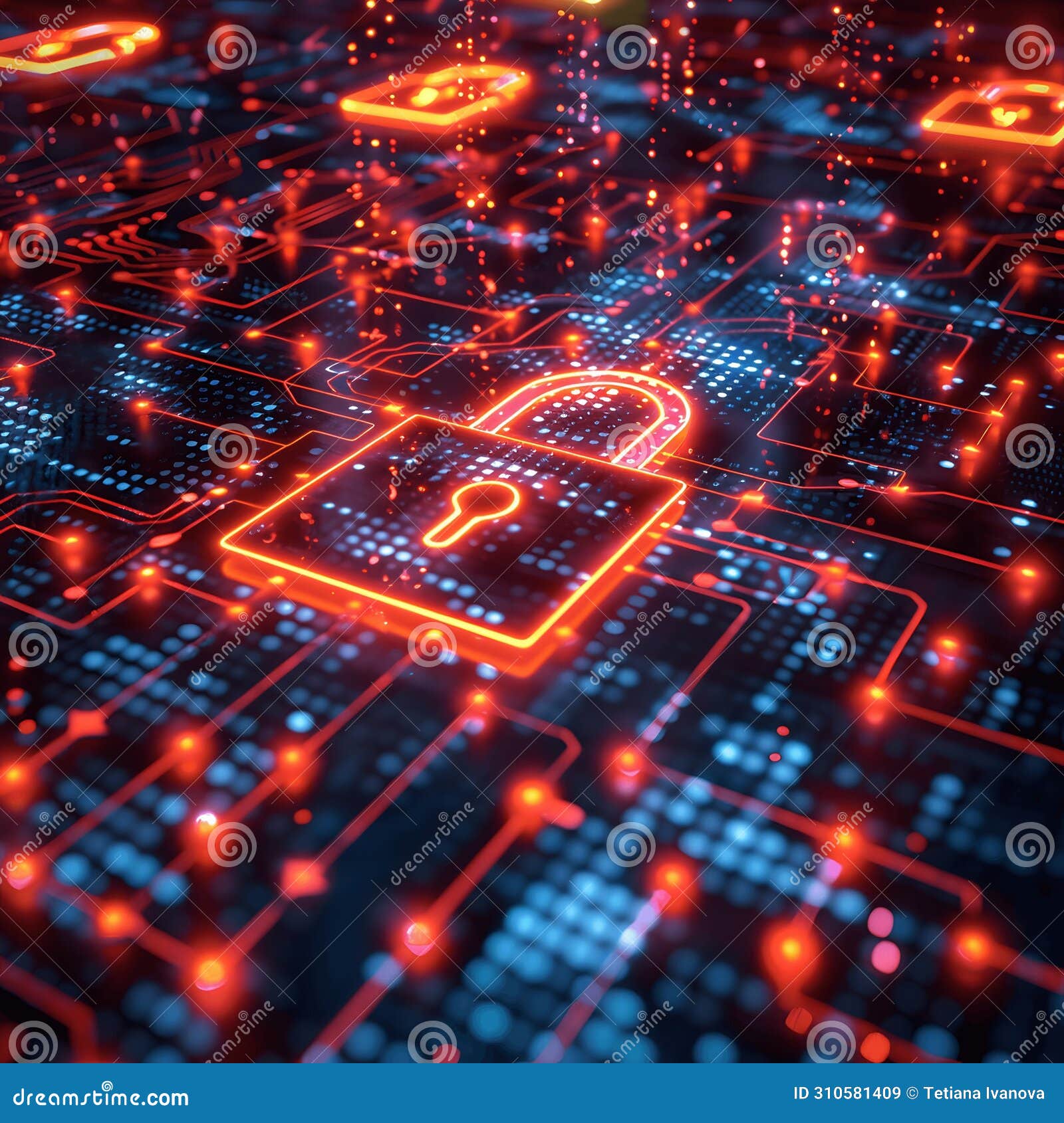 Locking Down Data in the Digital World. Stock Illustration ...