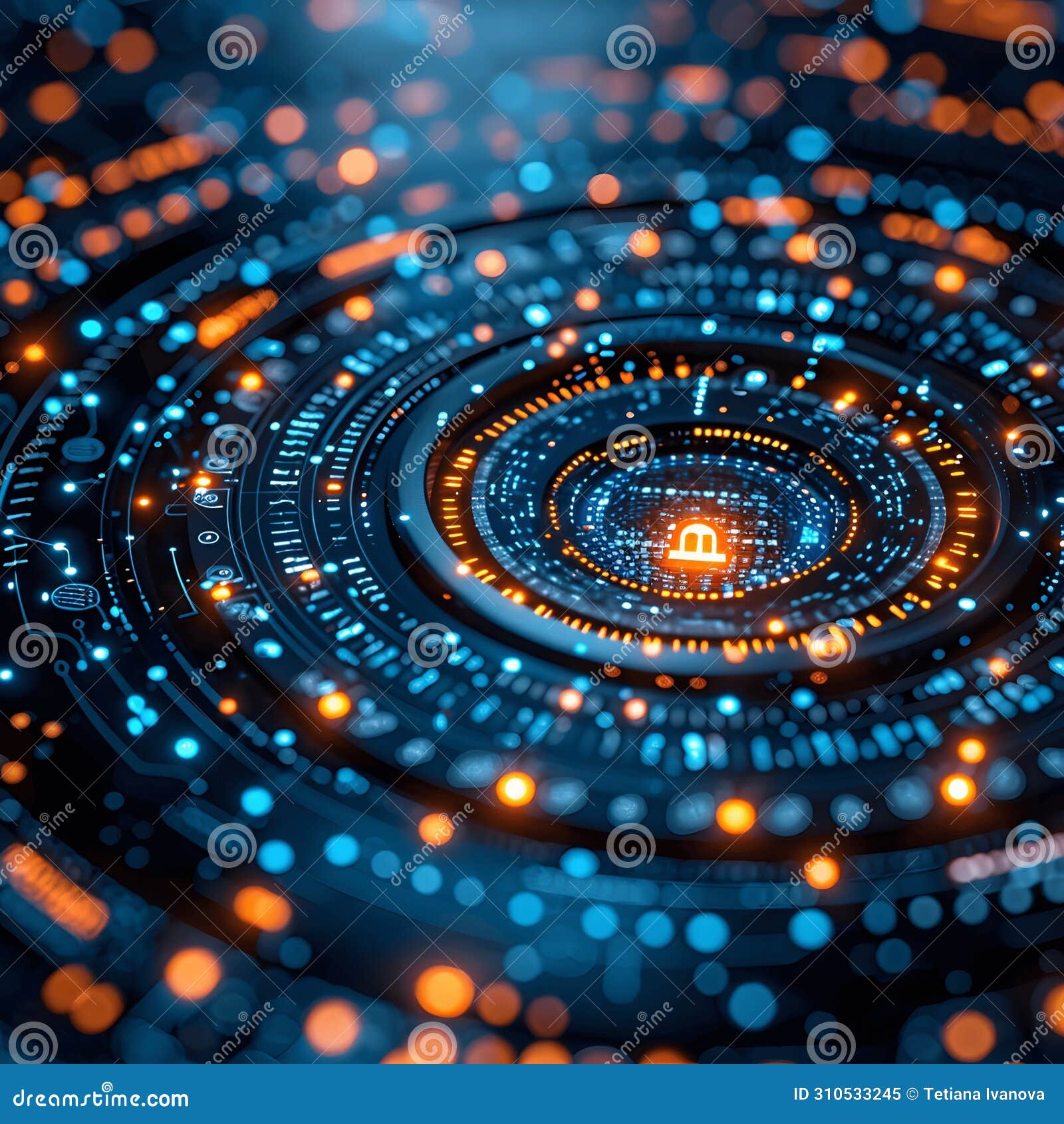 Locking Down the Digital Universe with Code. Stock Illustration ...