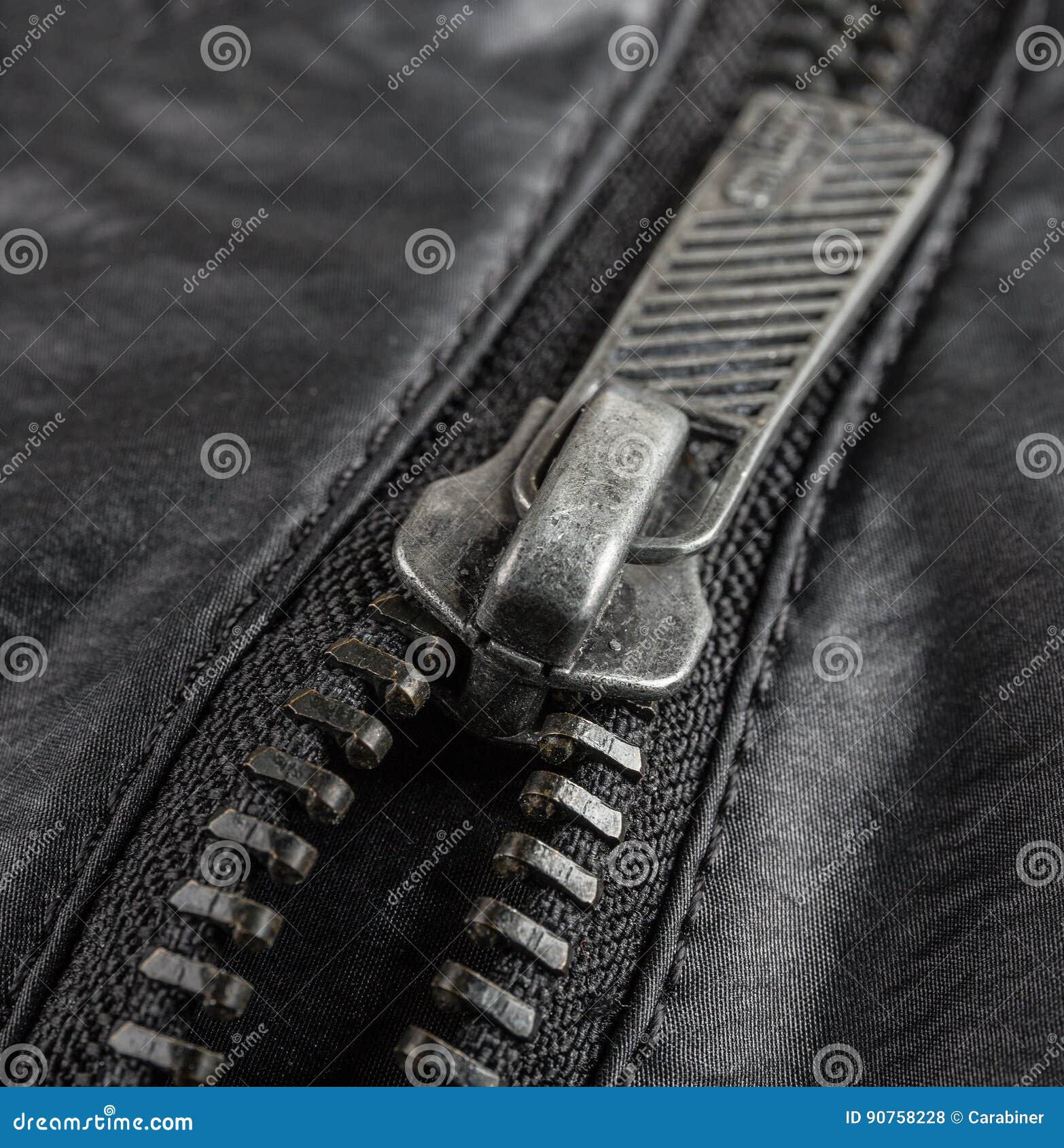 Locking zipper macro stock photo. Image of fabric, steel - 90758228