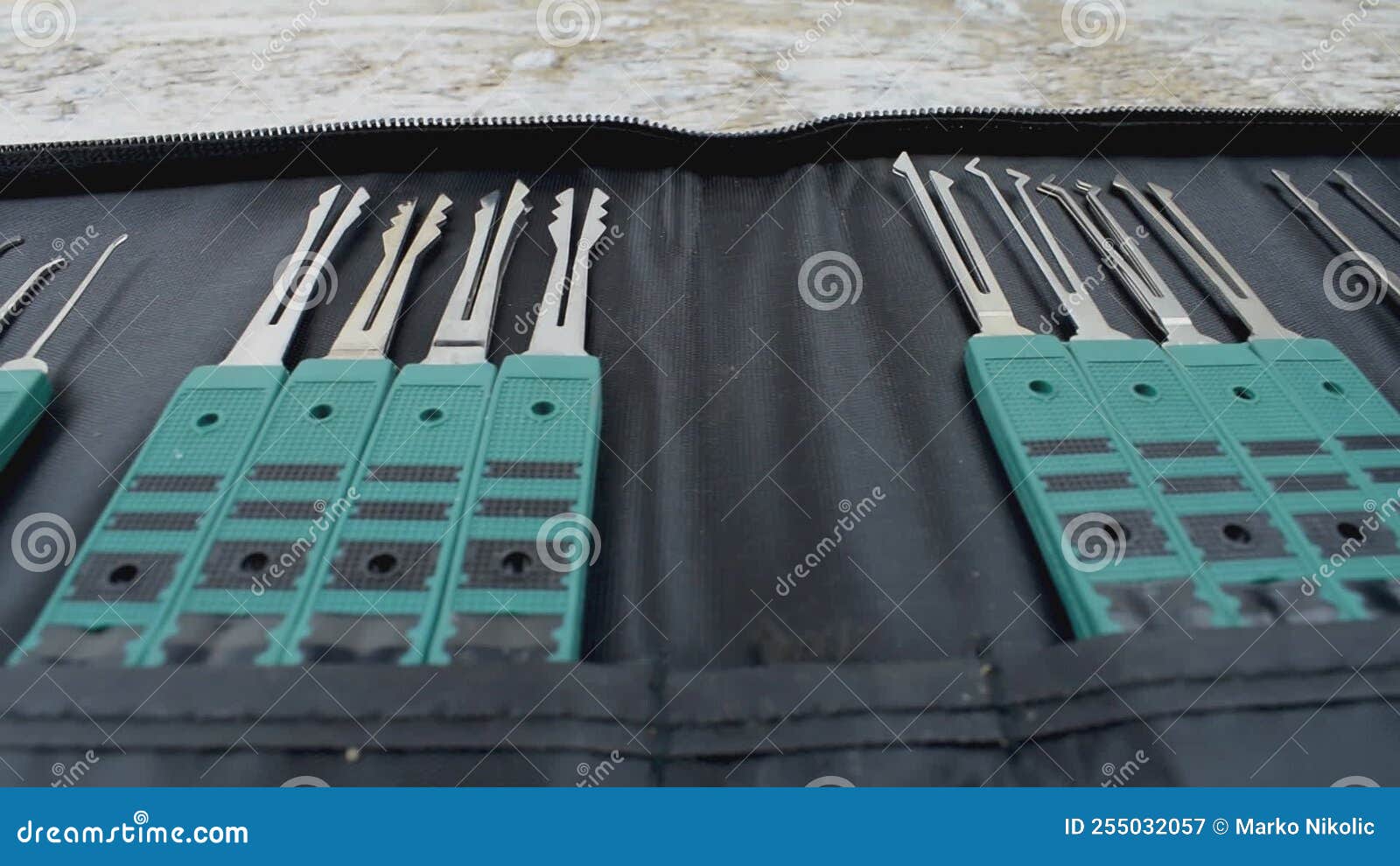 Lockpicking Tools Kit in a Pouch on White Wood Surface. Stock Video ...