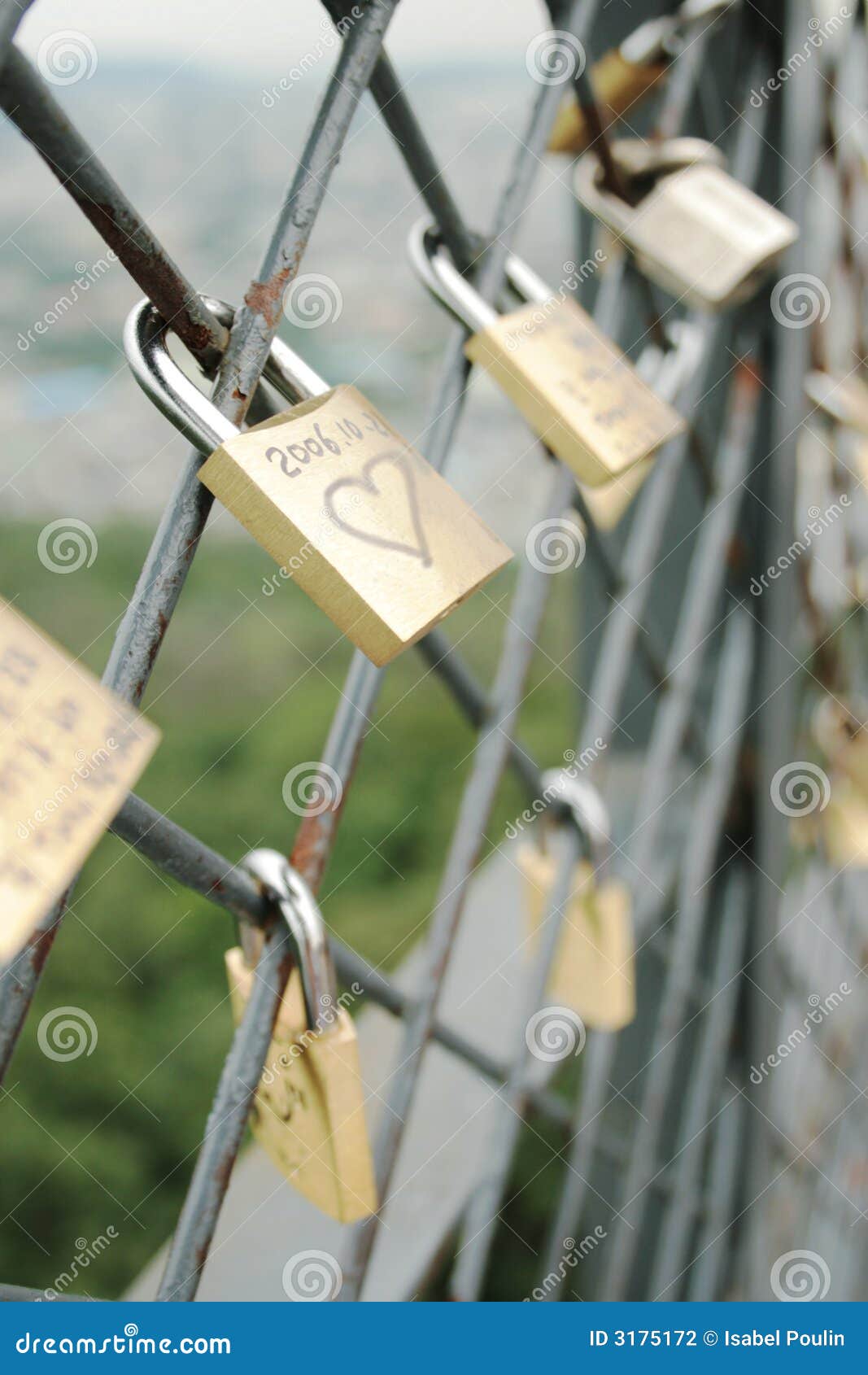 Locks on chain-link fence stock photo. Image of boundary - 3175172