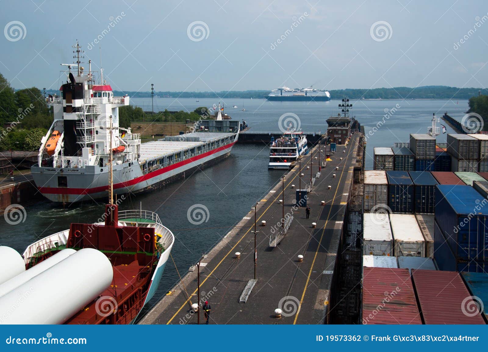 Locks at Exit of Kiel Canal, Germany Stock Photo - Image of aerial ...