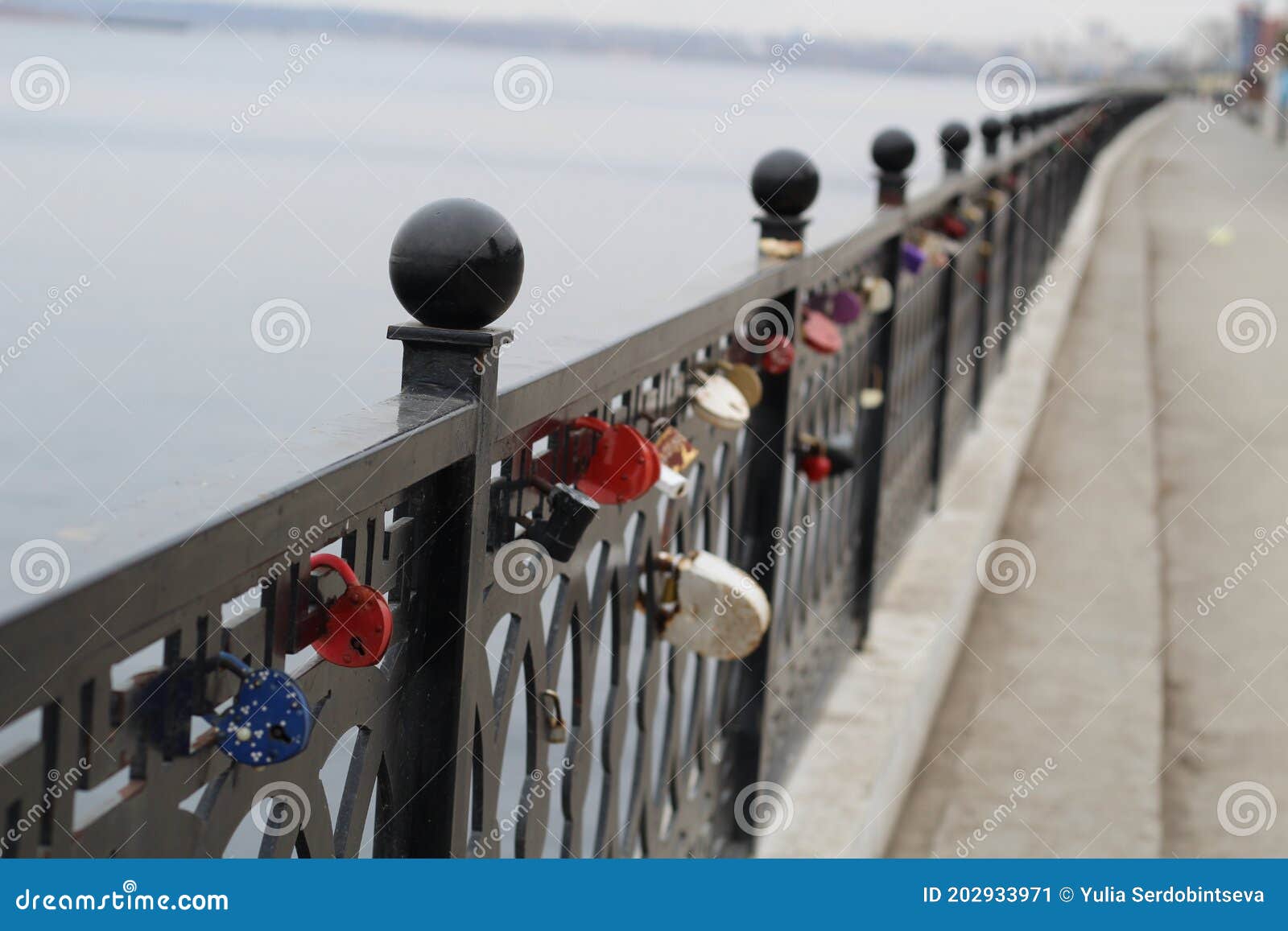 Locks on the Fence of the Bridge. Lovers Lock Their Love with the Lock ...
